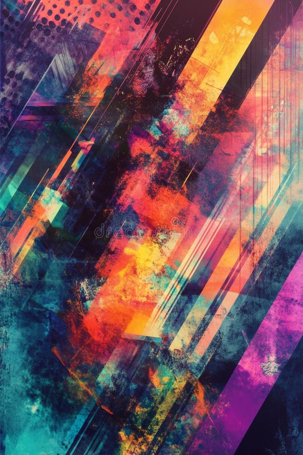 Vibrant Abstract Geometric Art with Bold Colors and Dynamic Patterns in ...