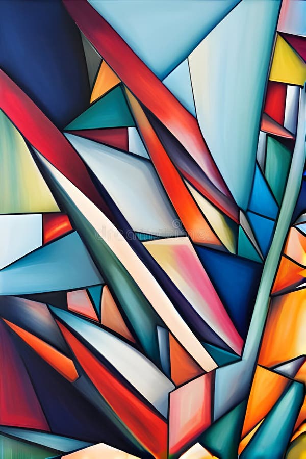 Vibrant Abstract Geometric Artwork, Complex and Colorful Pattern of ...