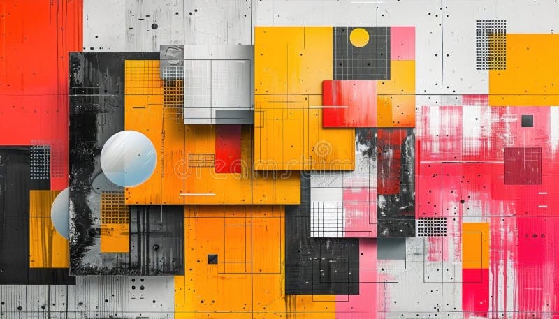 Vibrant Abstract Geometric Background with Bright Complementary Colors ...