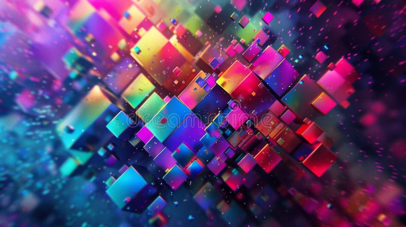 Vibrant Abstract Geometric Background with Colorful 3D Cube Stock ...