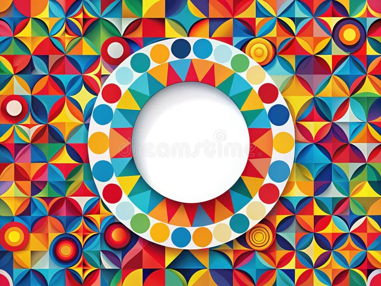 Vibrant Abstract Geometric Circular Patterns a Bold Primary Color ...