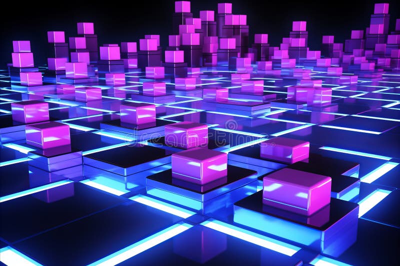 Vibrant Abstract Geometric 3D Render Neon Background Art for Modern ...
