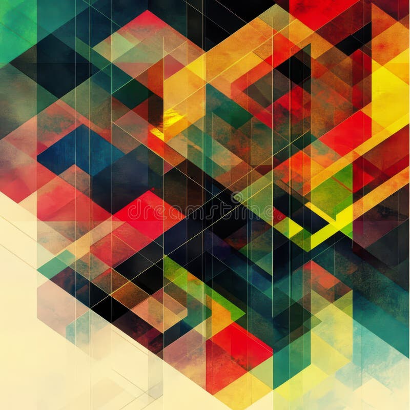 Artwork Combines Vibrant Colors Geometric Shapes Striking Captivating ...