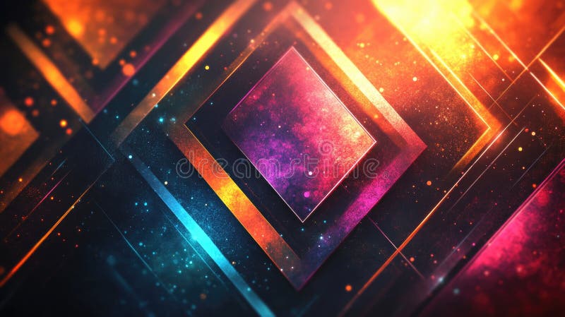 Vibrant Abstract Geometric Design with Colorful Neon Squares and ...