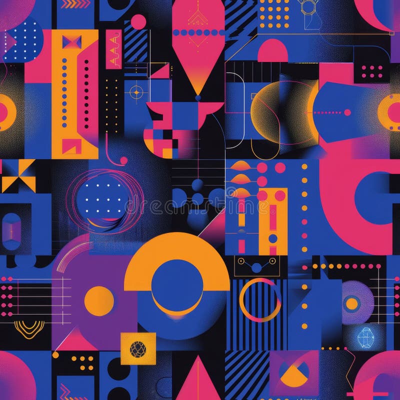 Vibrant Abstract Geometric Digital Artwork with Bold Colors and ...