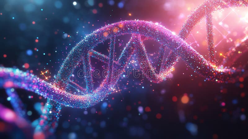 Vibrant Abstract Geometric Dna Double Helix in a Multicolored Metabolic ...