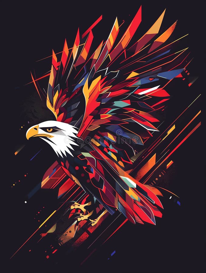 Vibrant Abstract Geometric Eagle Illustrating Bravery with Sharp Shapes ...