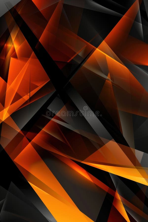 Vibrant Abstract Geometric Patterns with Orange and Black Hues, Vertical Background. Generative ...