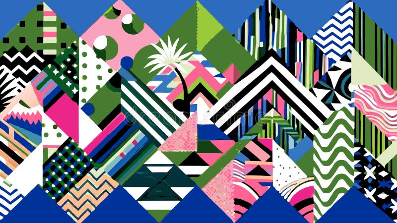 Vibrant Abstract Geometric Patterns and Textures Collage Stock Image ...
