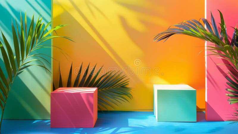 Colorful Abstract Geometric Scene with Shadows Stock Image - Image of ...