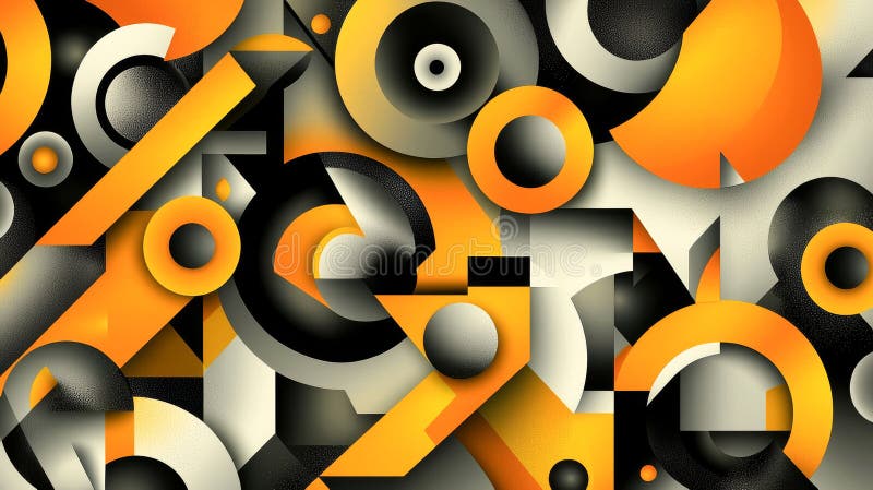 Vibrant Abstract Geometric Shapes in Orange and Black. Concept of ...