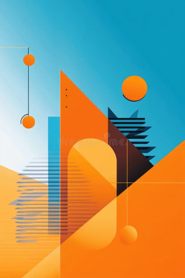 Vibrant Abstract Geometric Shapes in Orange and Blue Design Stock ...