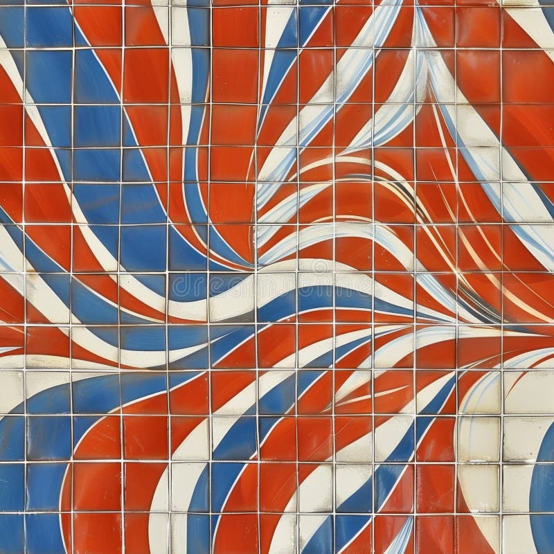 Vibrant Abstract Geometric Tile Pattern in Red, Blue, and White Stock ...