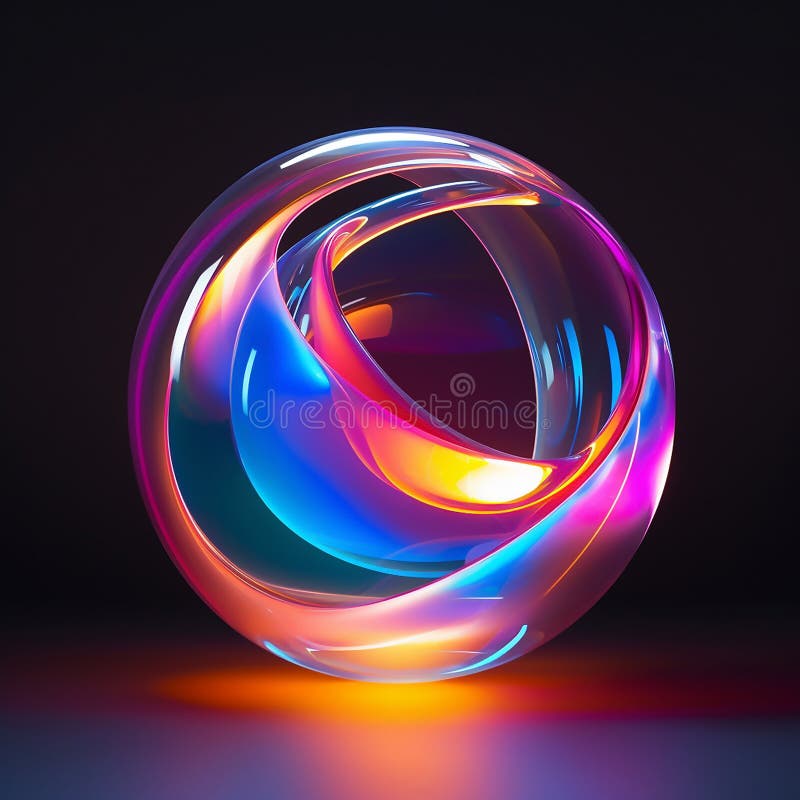 Abstract Colorful Glass Sphere on Dark Background Stock Image - Image ...