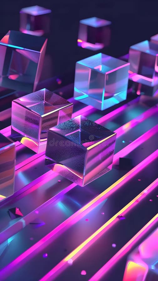 Vibrant Abstract Glass Cubes on Colorful Background Generative AI Stock ...