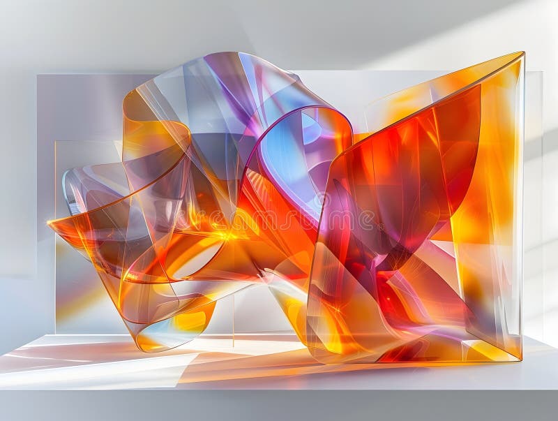 Vibrant Abstract Glass Reflections and Refractions on White Background ...