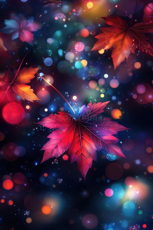 Vibrant Abstract Glowing Leaves Float in Rhythmic Patterns, Creating ...