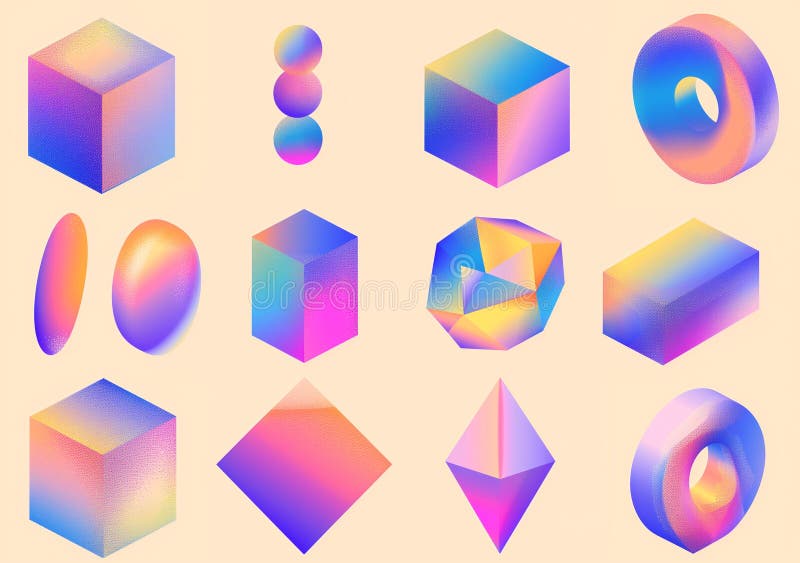 Vibrant Abstract Gradient Backgrounds Featuring 3d Geometric Prism ...