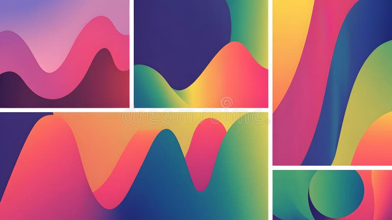 Vibrant Abstract Gradient Waves Background Collage Design Stock ...