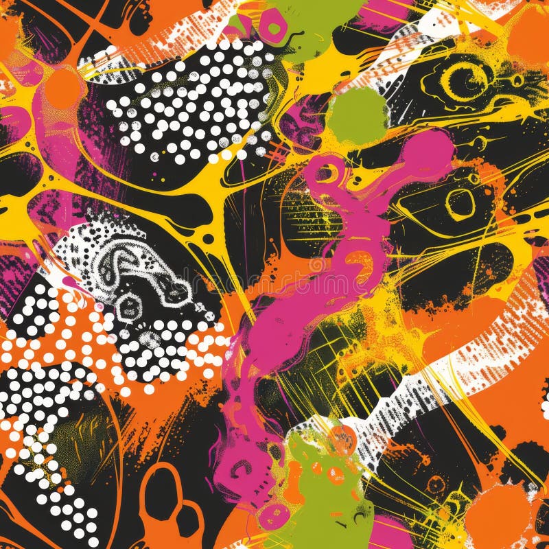 Vibrant Abstract Graffiti Art with Bold Color Splashes and Dots Stock ...