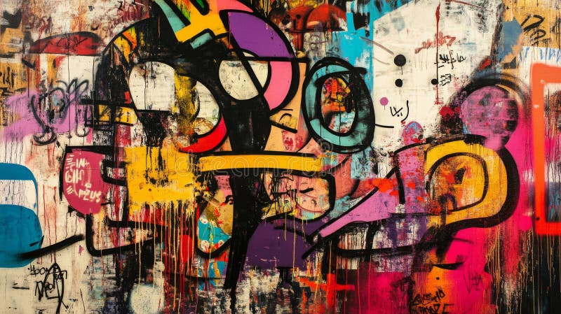 Vibrant Abstract Graffiti Art with Bold Colors and Geometric Shapes ...