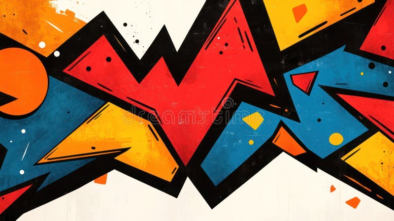 A Vibrant Abstract Graffiti Design Featuring Bold Colors and Geometric Shapes Stock Illustration ...