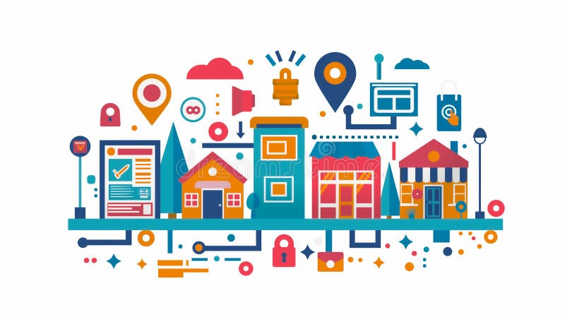A Vibrant, Abstract Illustration Depicting a Smart, Connected Community ...