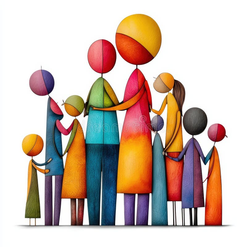 A Vibrant Abstract Illustration of a Diverse Group of People Embracing ...