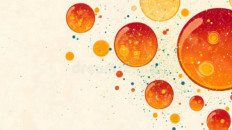 Abstract Colorful Bubbles Orange and Red Spheres Fluid Art Background ...