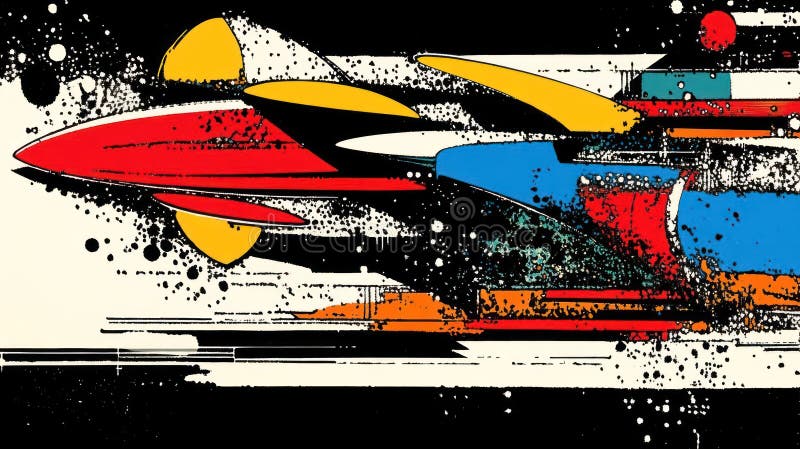 A Vibrant, Abstract Illustration of a Rocket in Motion, Emphasizing ...