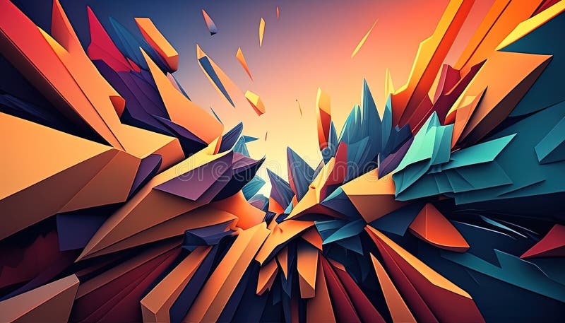 Vibrant Abstract Illustration with Sharp Edges and Colors Stock ...