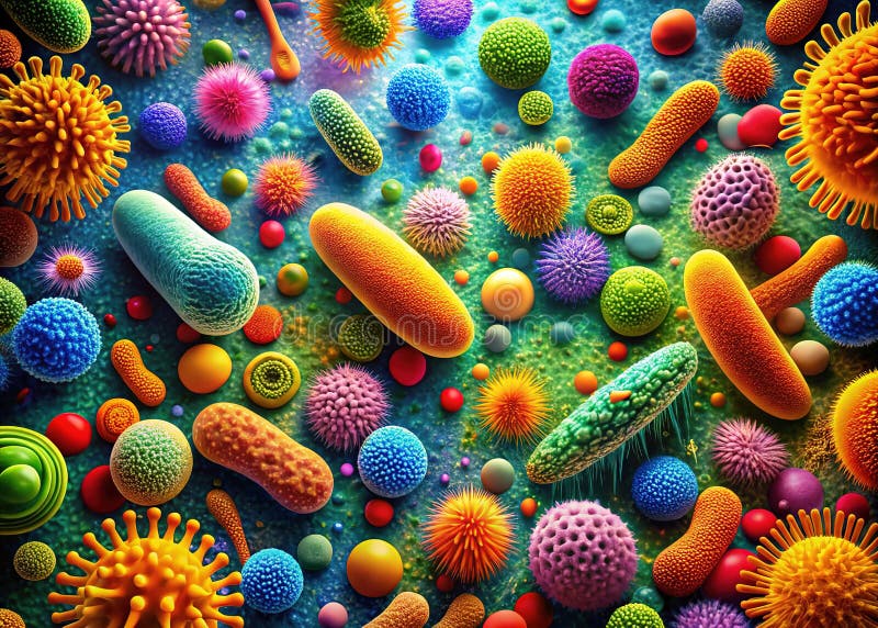 A Vibrant Abstract Illustration of Summer Bacteria a Microscopic ...