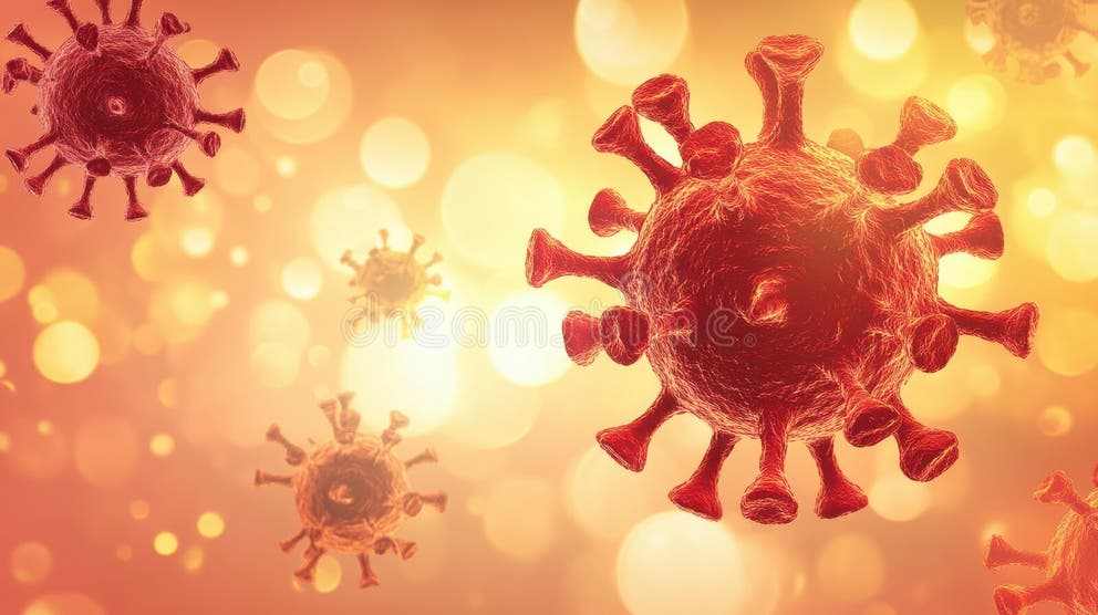 Vibrant Abstract Illustration of Viruses Under Microscope Stock Image ...