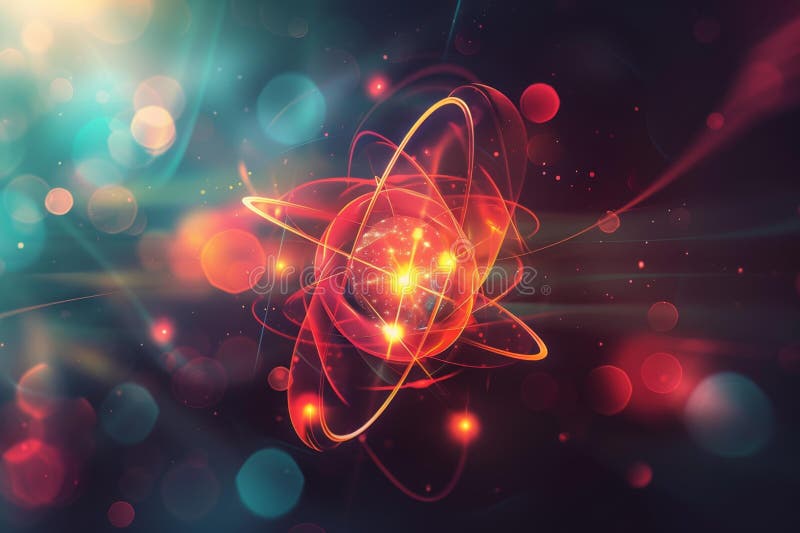 Abstract Quantum Physics Concept with Glowing Atomic Structure Stock ...