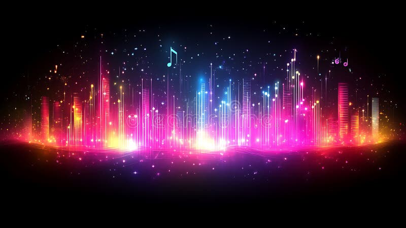Neon Cityscape Music Visualizer Abstract Art Stock Illustration ...