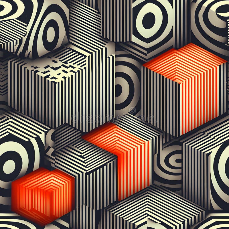 Abstract Geometric Cubes and Circles. AI Generated Stock Illustration ...