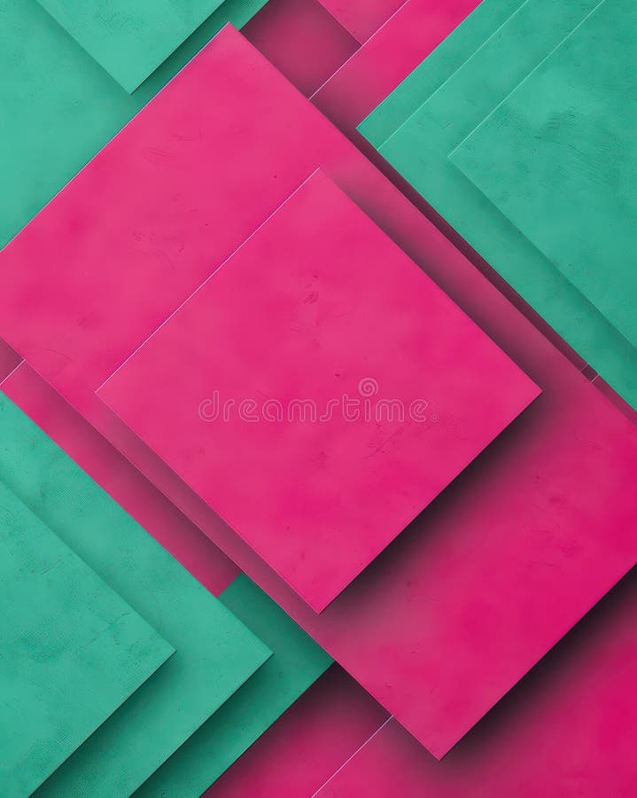 Stacked Geometric Shapes in Pink and Green Tones Stock Illustration ...
