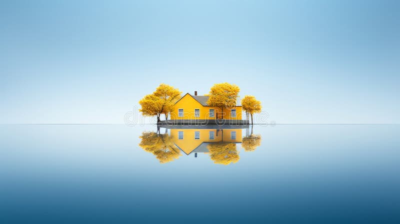 Vibrant Abstract Island Surrounded by Vivid Blues a Stunning Visual ...