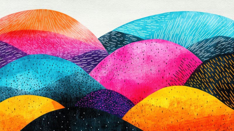 A Vibrant, Abstract Landscape of Colorful Hills with Varied Textures ...