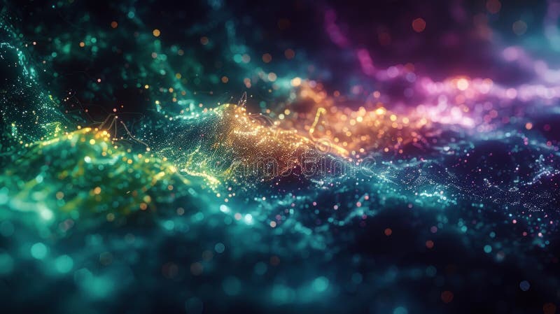 A Vibrant Abstract Landscape with a Digital Texture, Bright and Glowing ...