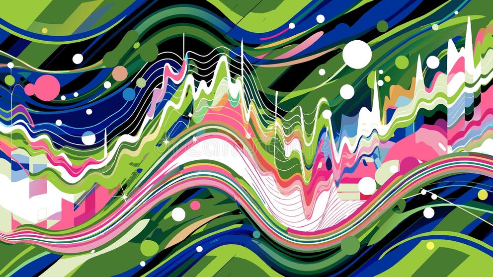 Vibrant Abstract Landscape with Dynamic Wave Patterns and Colorful ...