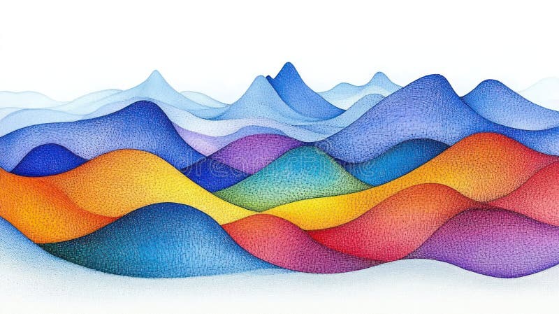 A Vibrant Abstract Landscape Featuring Flowing Hills in Various Colors ...