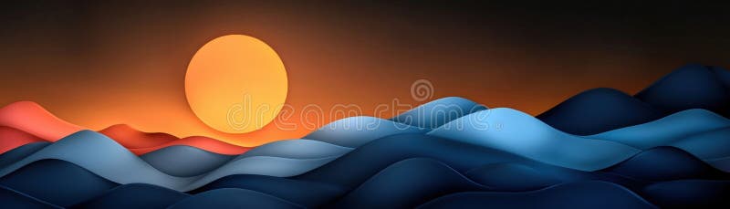 Vibrant Abstract Landscape with Sun and Waves in Warm and Cool Color ... Vibrant Abstract Landscape with Sun and Waves in Warm and Cool Color ...