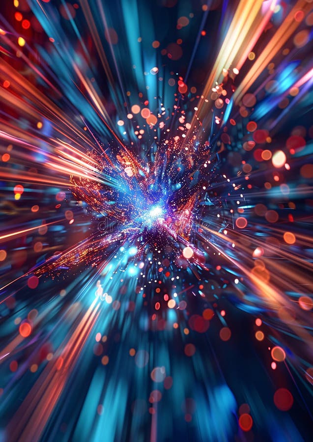 Vibrant Abstract Light Burst with Dynamic Motion Effects in a Dark ...