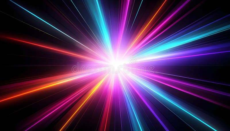 Vibrant Abstract Light Burst, Multicolor Rays Across Dark, Dynamic ...