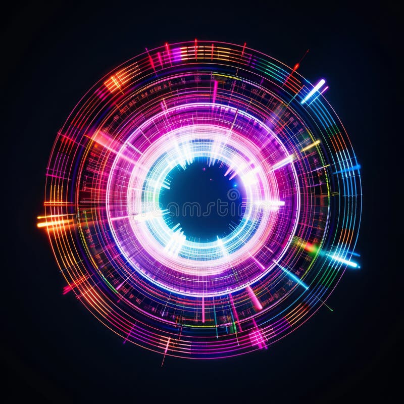 A Vibrant Abstract Light Circle Design Featuring Colorful Wave Patterns ...