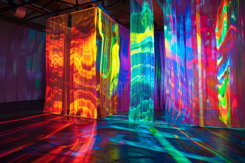 Vibrant Abstract Light Installation with Colorful Patterns and ...