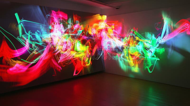 Vibrant Abstract Light Projection Art Installation Stock Illustration ...