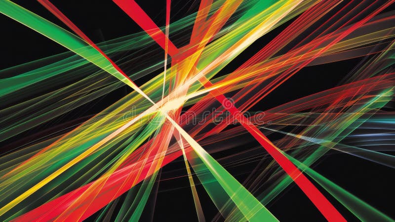 Vibrant Abstract Light Rays Intersection on Black Background Stock ...