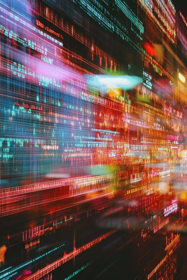 Vibrant Abstract Light Streaks in Urban Nightscape Capturing Dynamic ...